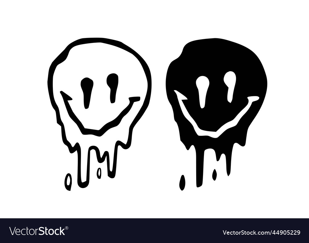 Melted funny smile face image Royalty Free Vector Image Melted funny smile face image Royalty Free Vector Image