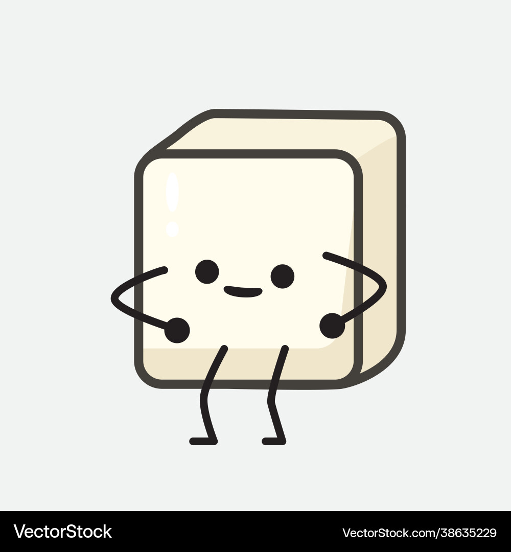 Tofu character with cute face and simple body Vector Image