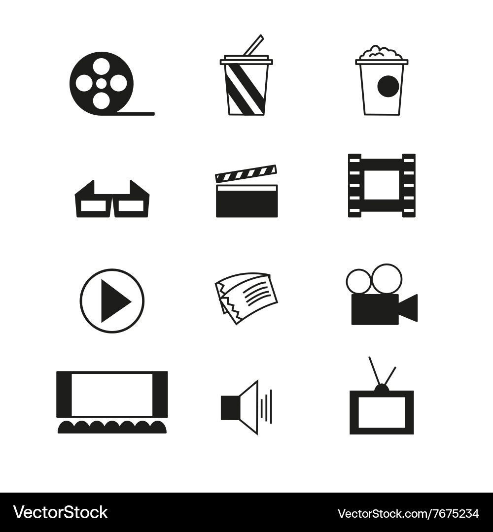 Cinema sign and symbol set Royalty Free Vector Image