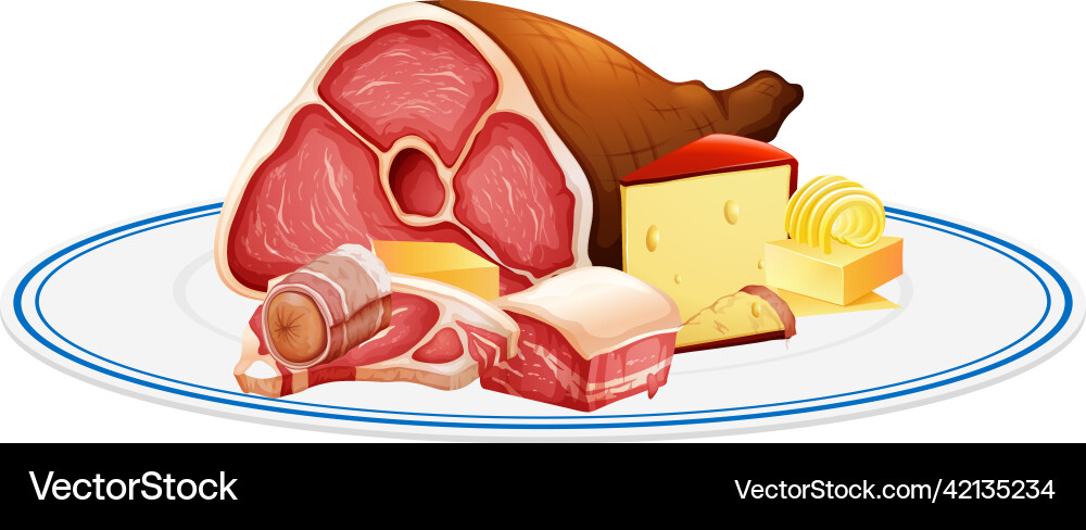 Cold cut set with meat and cheese Royalty Free Vector Image