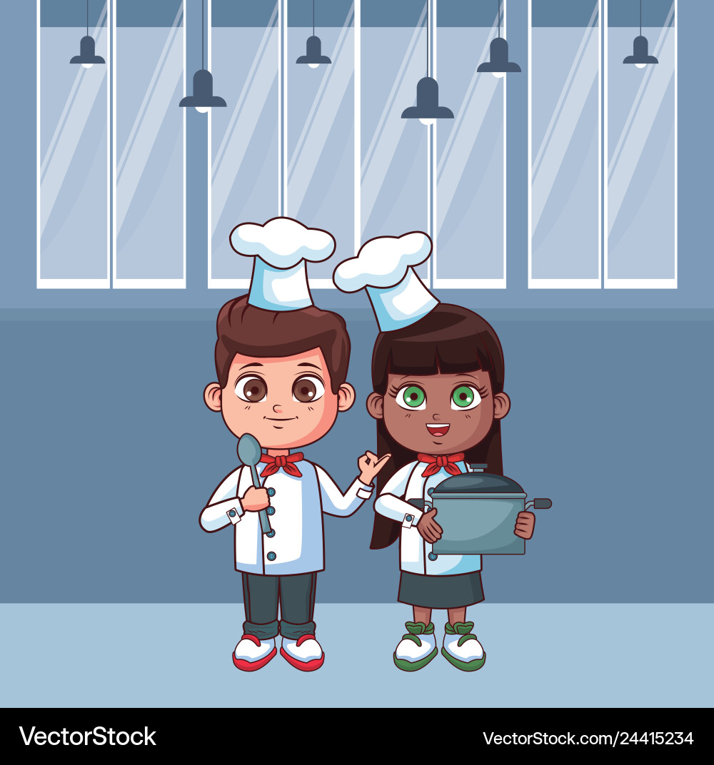 Cute chef children cartoon Royalty Free Vector Image