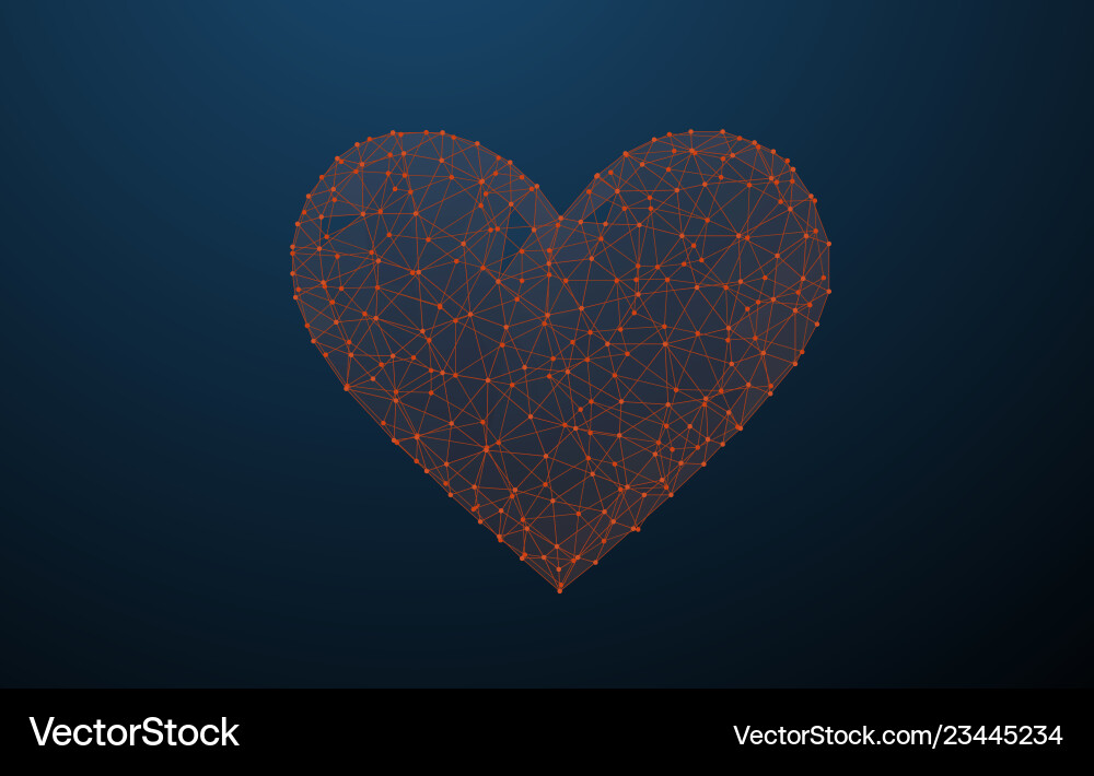 Heart abstract polygonal wireframe mesh art looks Vector Image