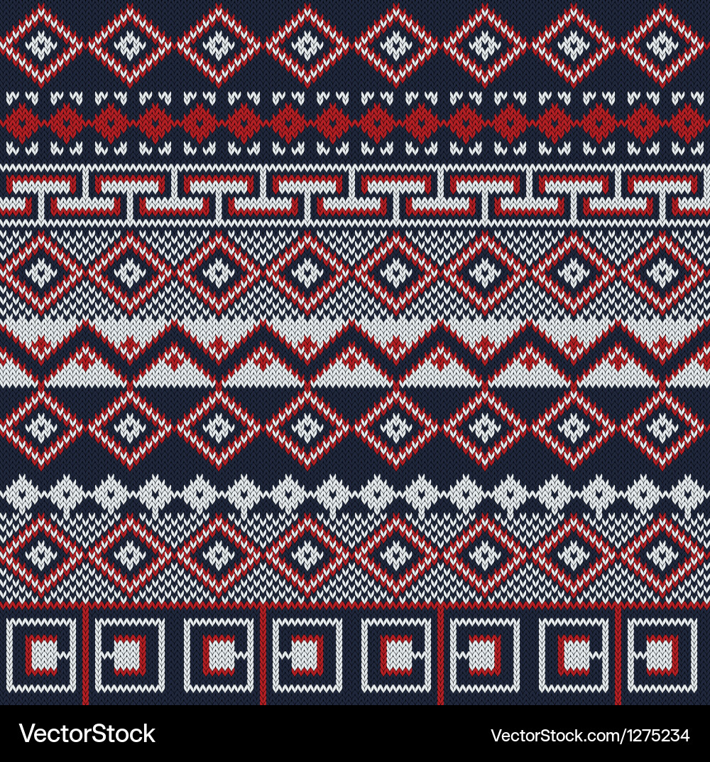 Knitted background in fair isle style in three Vector Image