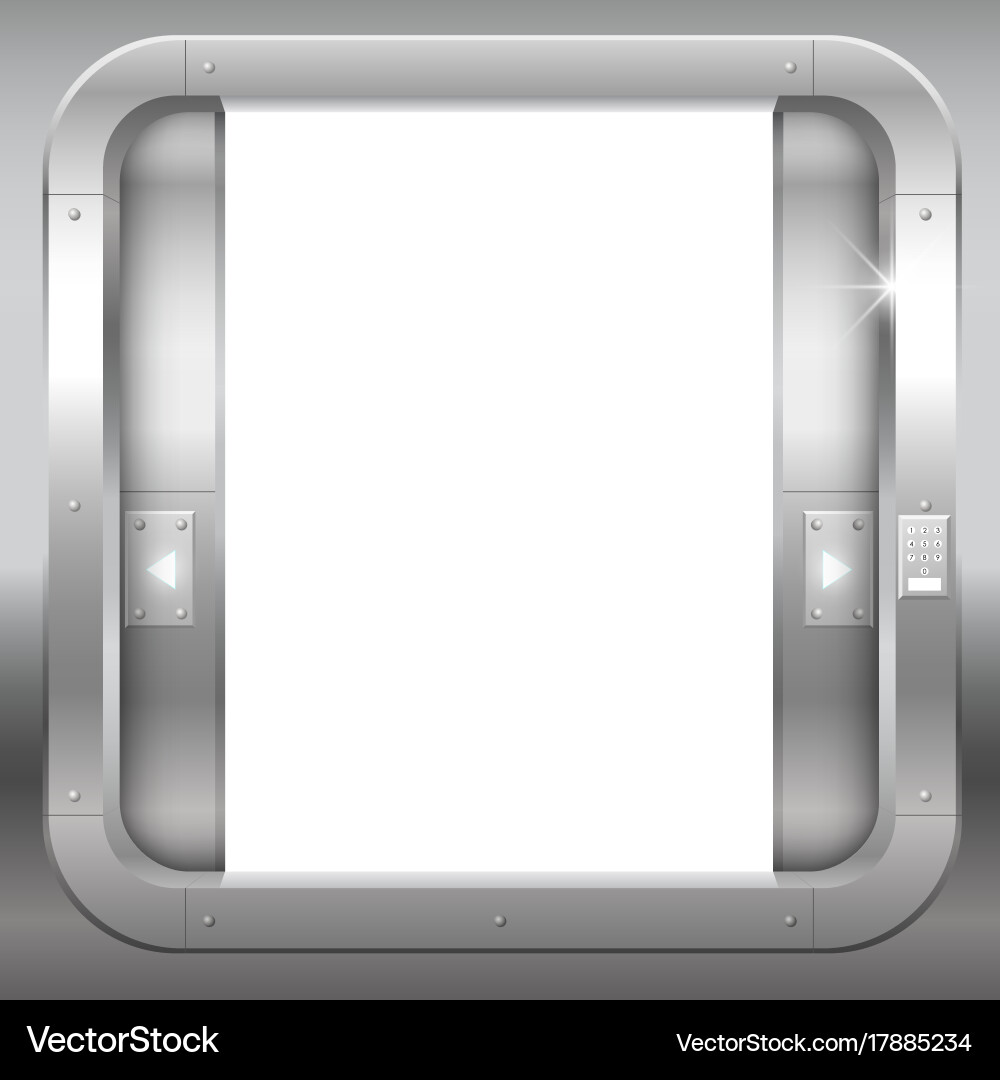 Metal open double doors Royalty Free Vector Image