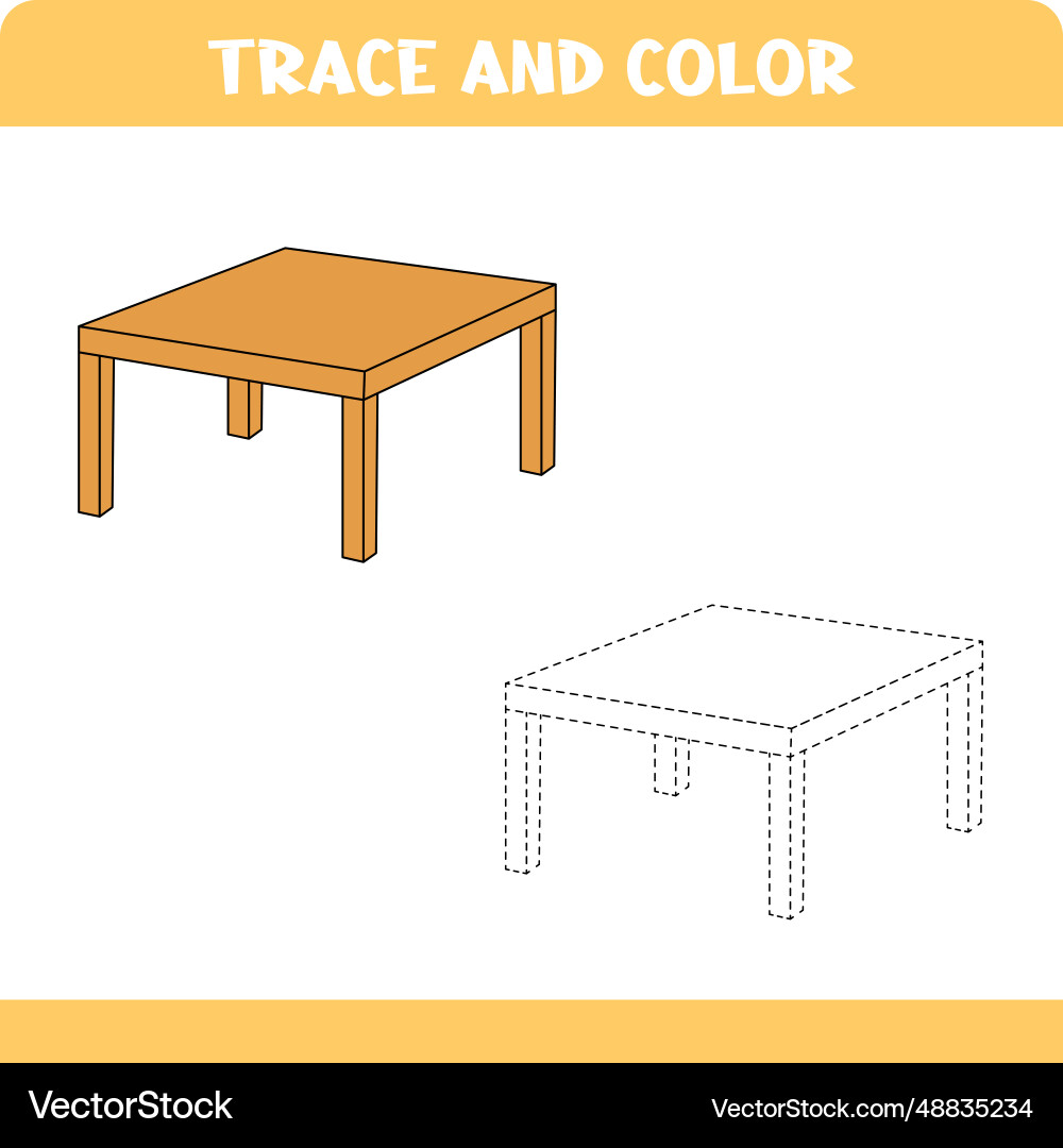 Trace and color educational worksheet Royalty Free Vector