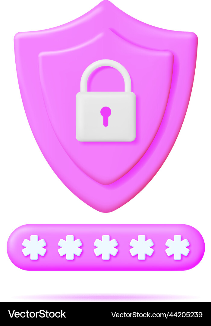 3d password field with padlock isolated Royalty Free Vector