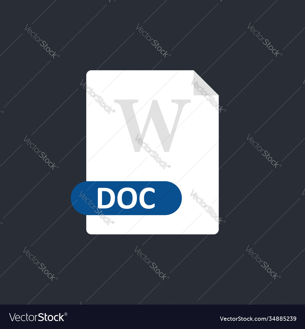 Doc file icon word document format file Royalty Free Vector