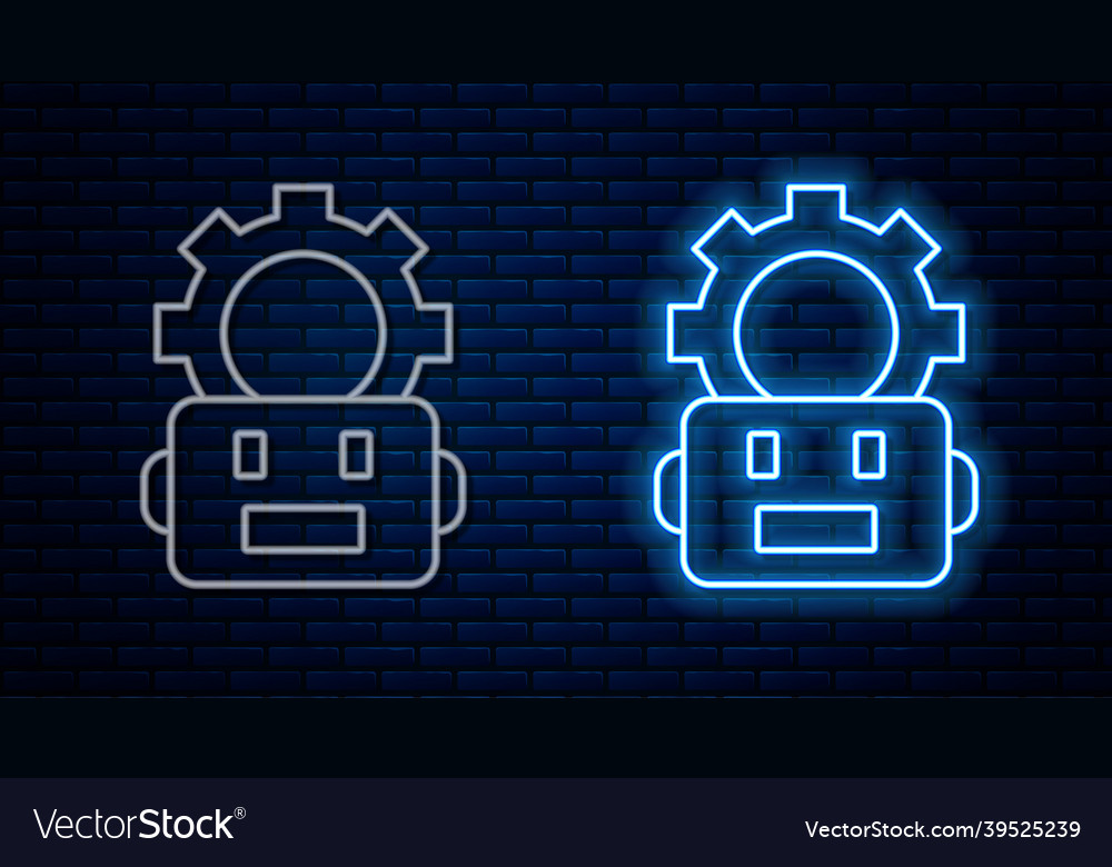 Glowing neon line robot setting icon isolated Vector Image Glowing neon line robot setting icon isolated Vector Image