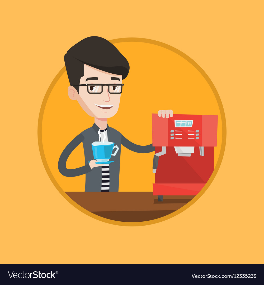 Man making coffee Royalty Free Vector Image - VectorStock