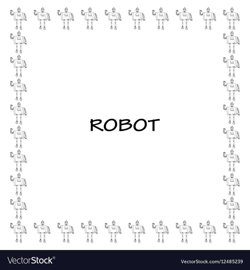 Robot doodle frame Royalty Free Vector Image - VectorStock