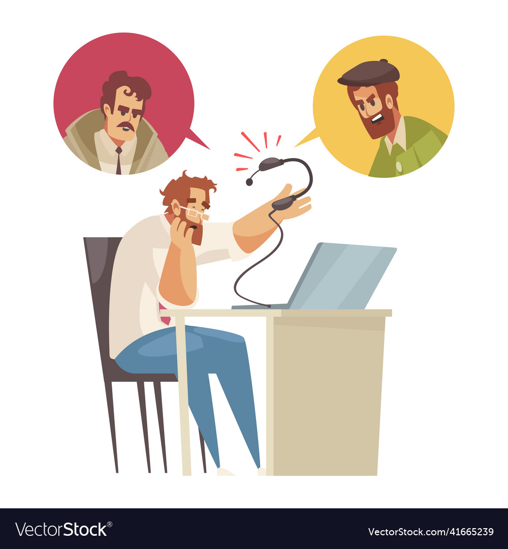 Support call problem composition Royalty Free Vector Image