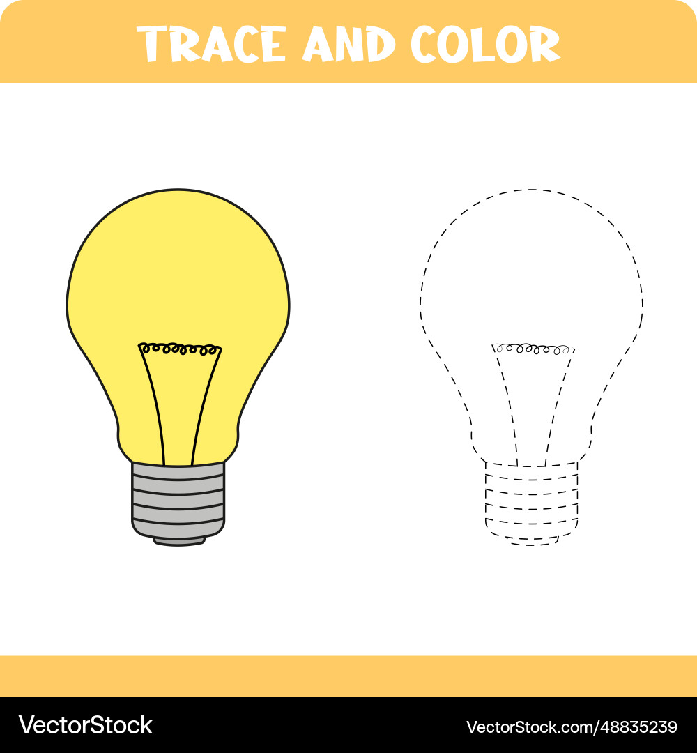 Trace and color educational worksheet Royalty Free Vector
