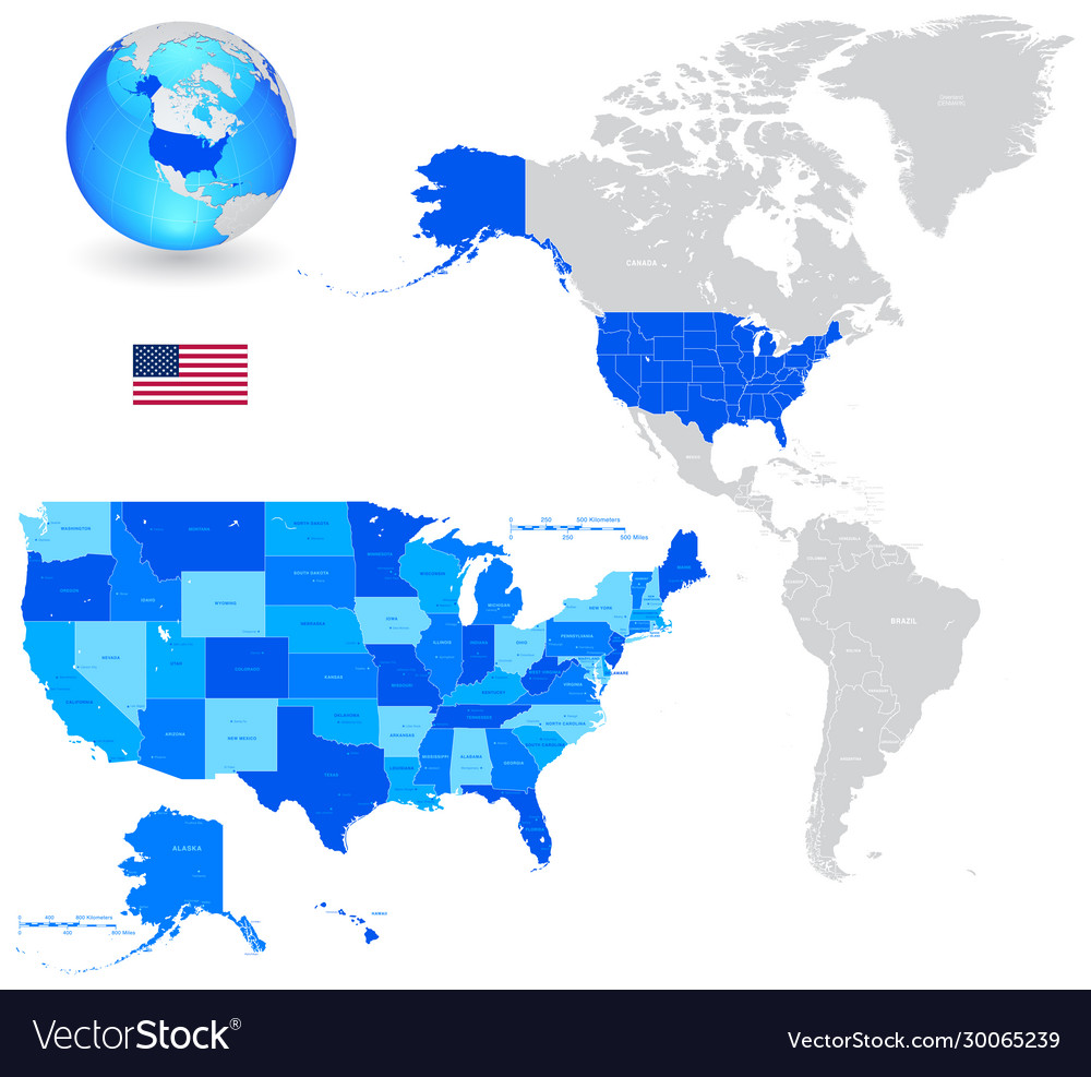 Us map set Royalty Free Vector Image - VectorStock