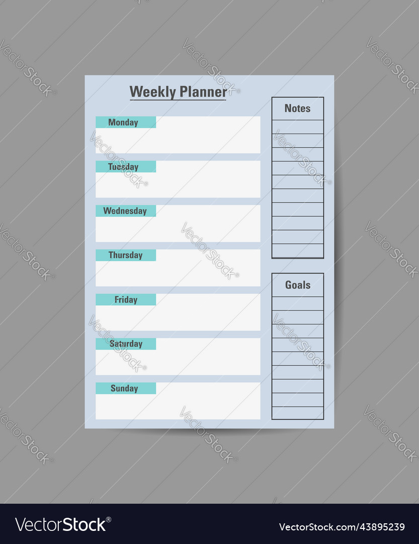 Weekly plan schedule design template flat Vector Image