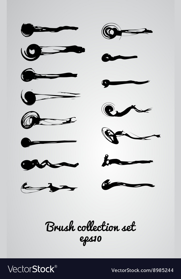 Large set of 15 different grunge brush Royalty Free Vector