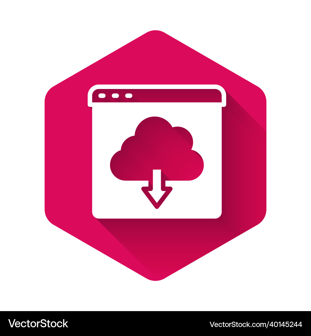 White cloud download icon isolated with long Vector Image