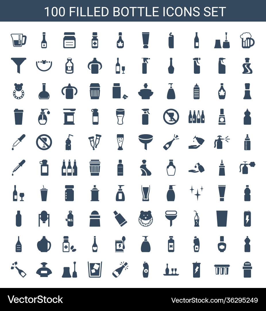 100 bottle icons Royalty Free Vector Image - VectorStock