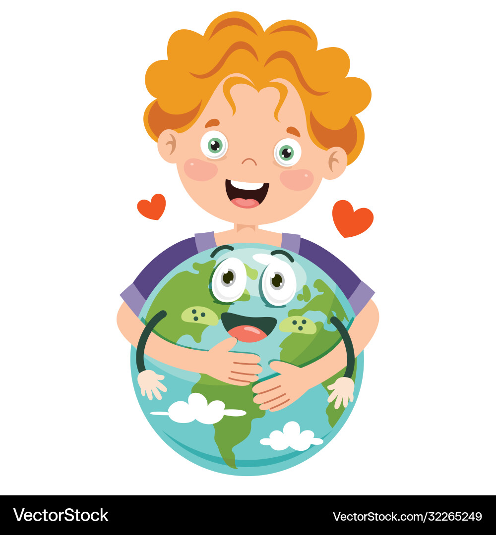 Earth day with funny character Royalty Free Vector Image