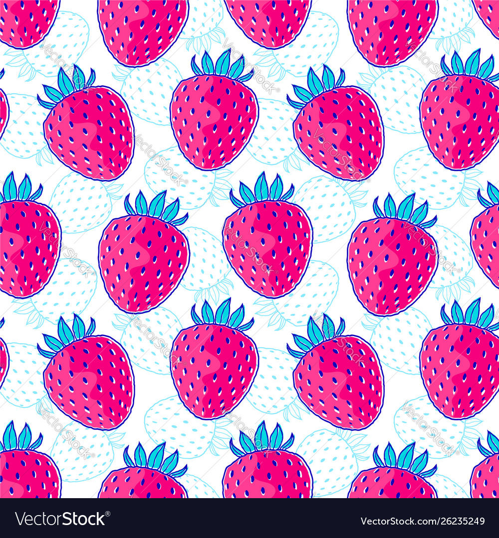 Pattern with strawberries Royalty Free Vector Image