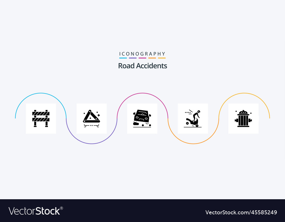 Road accidents glyph 5 icon pack including Vector Image Road accidents glyph 5 icon pack including Vector Image