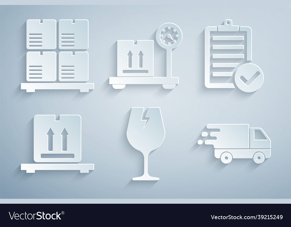 Set fragile broken glass verification of delivery Vector Image
