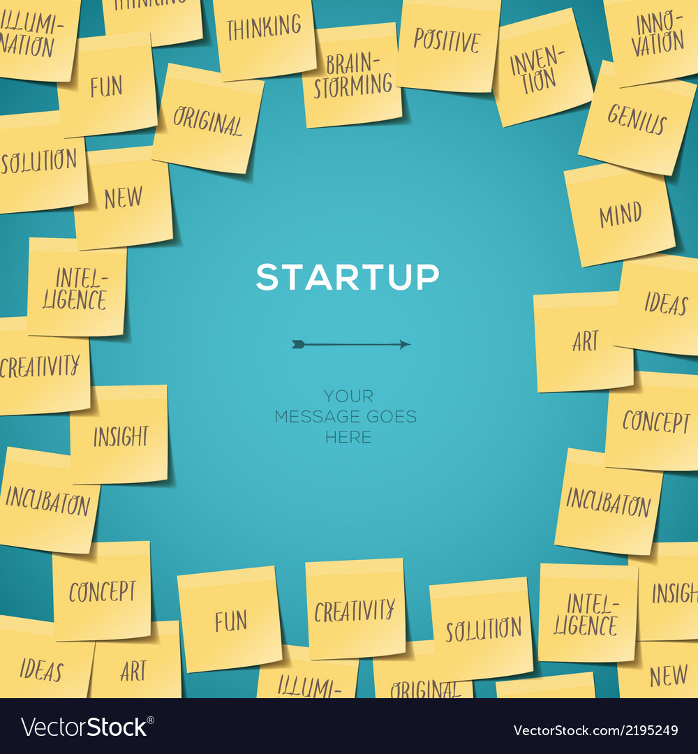 Start Up concept template with post it notes Vector Image