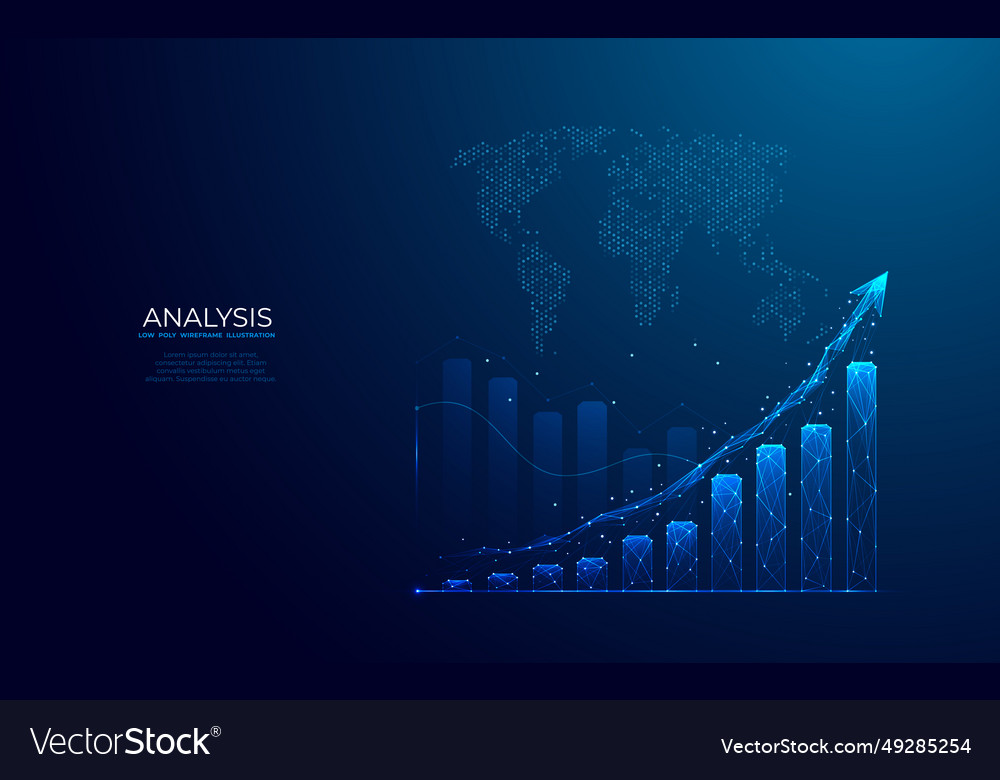 Growth graph chart on technology map stock market Vector Image
