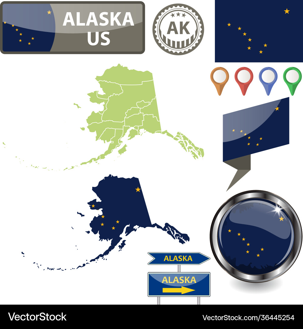 Map alaska us Royalty Free Vector Image - VectorStock