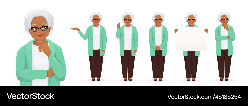 Mature woman set Royalty Free Vector Image - VectorStock