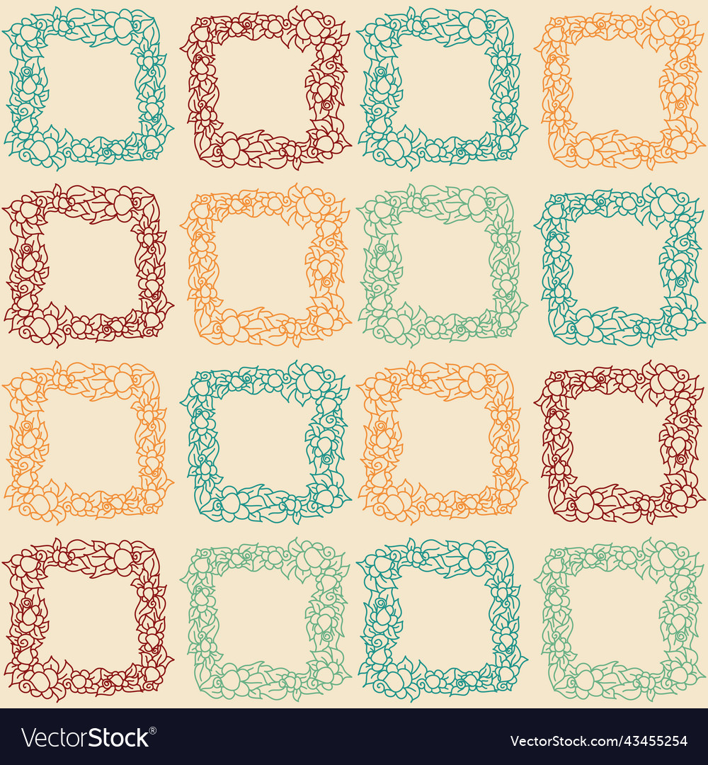 Square frame with rose and leaf pastel color Vector Image