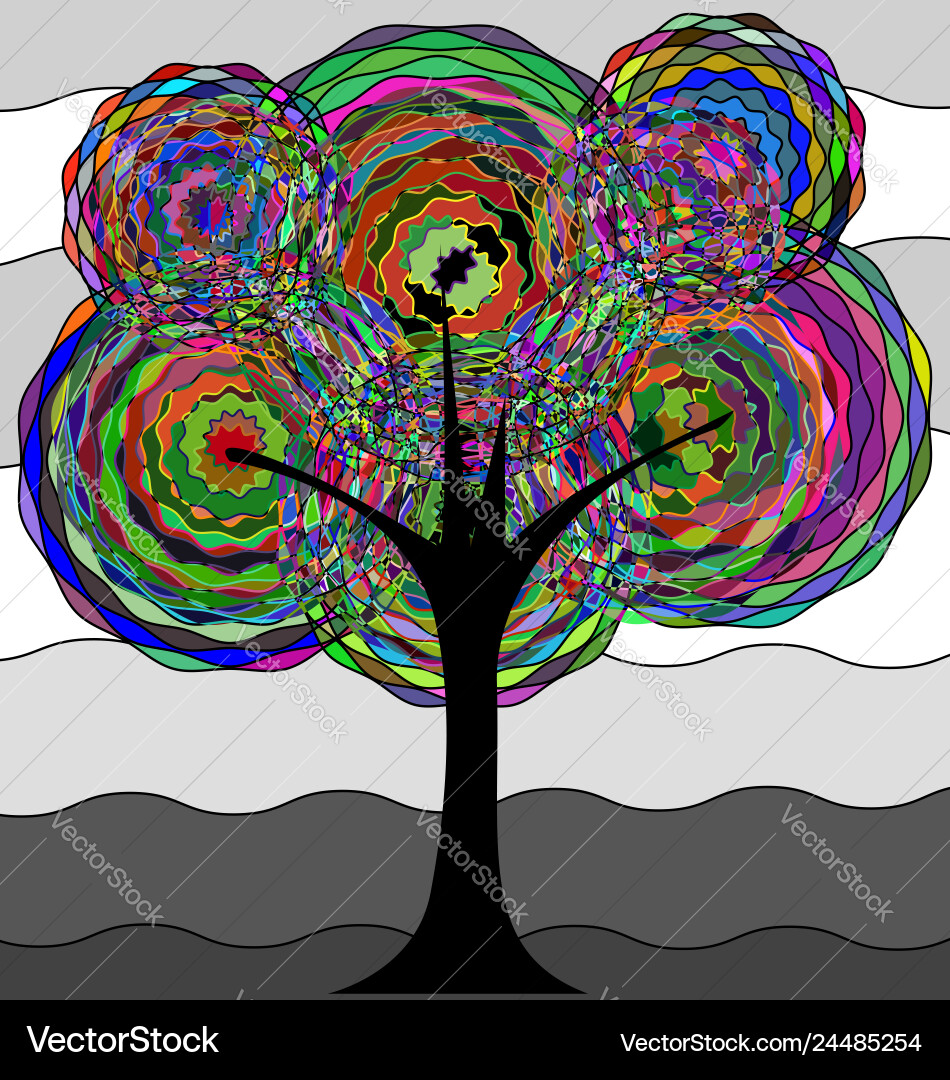 White gray background and the abstract tree Vector Image
