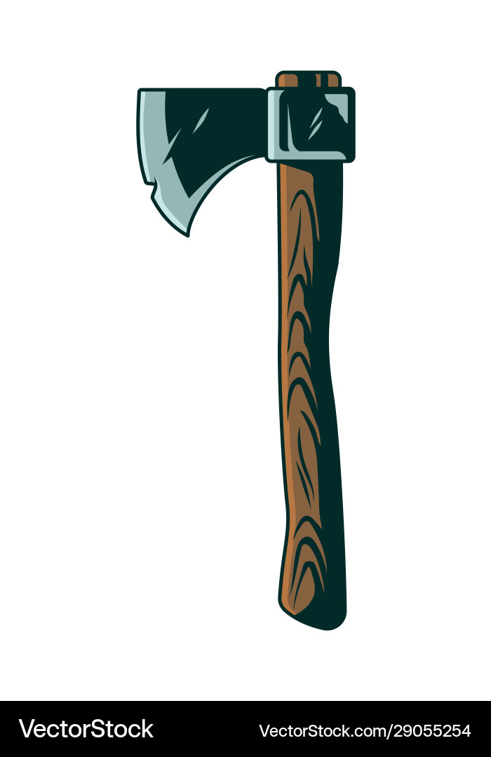 Wooden axe isolated on white background Royalty Free Vector