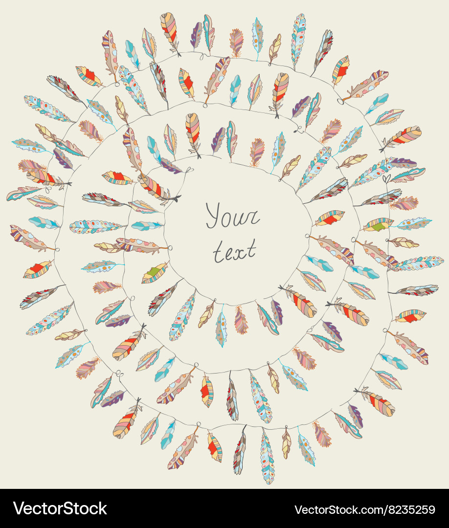 Background or card with feathers frame - unusual Vector Image