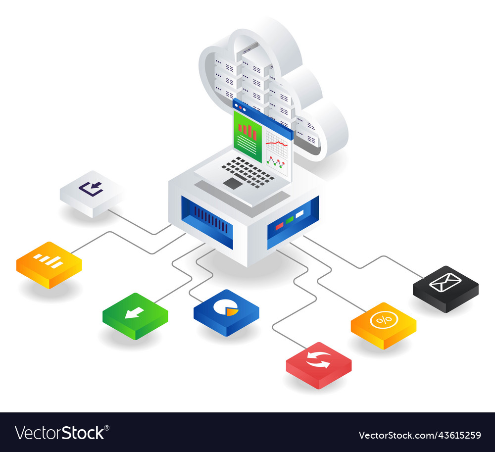 Cloud server network data analyst Royalty Free Vector Image
