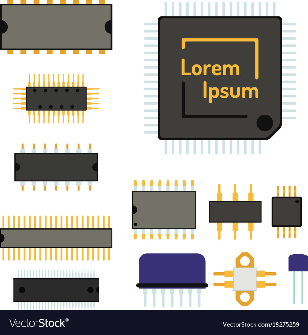 Computer chip technology processor circuit Vector Image