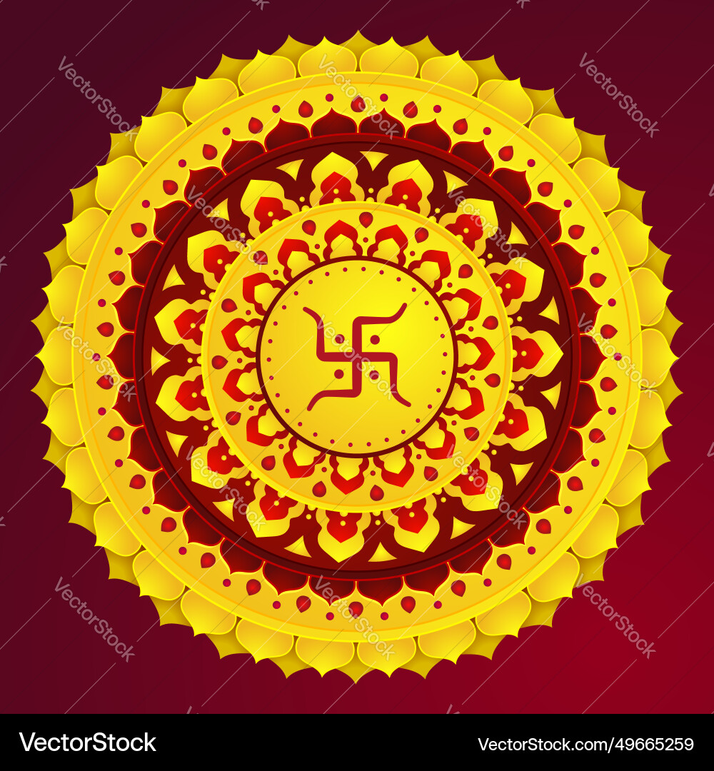 Ornamental mandala with swastika Royalty Free Vector Image