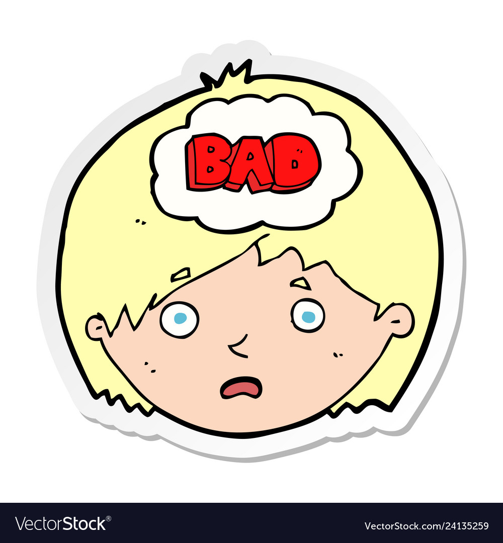 Sticker of a cartoon boy having bad thoughts Vector Image Sticker of a cartoon boy having bad thoughts Vector Image