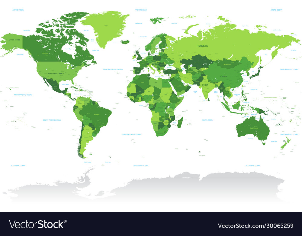 Vector green world map Royalty Free Vector Image
