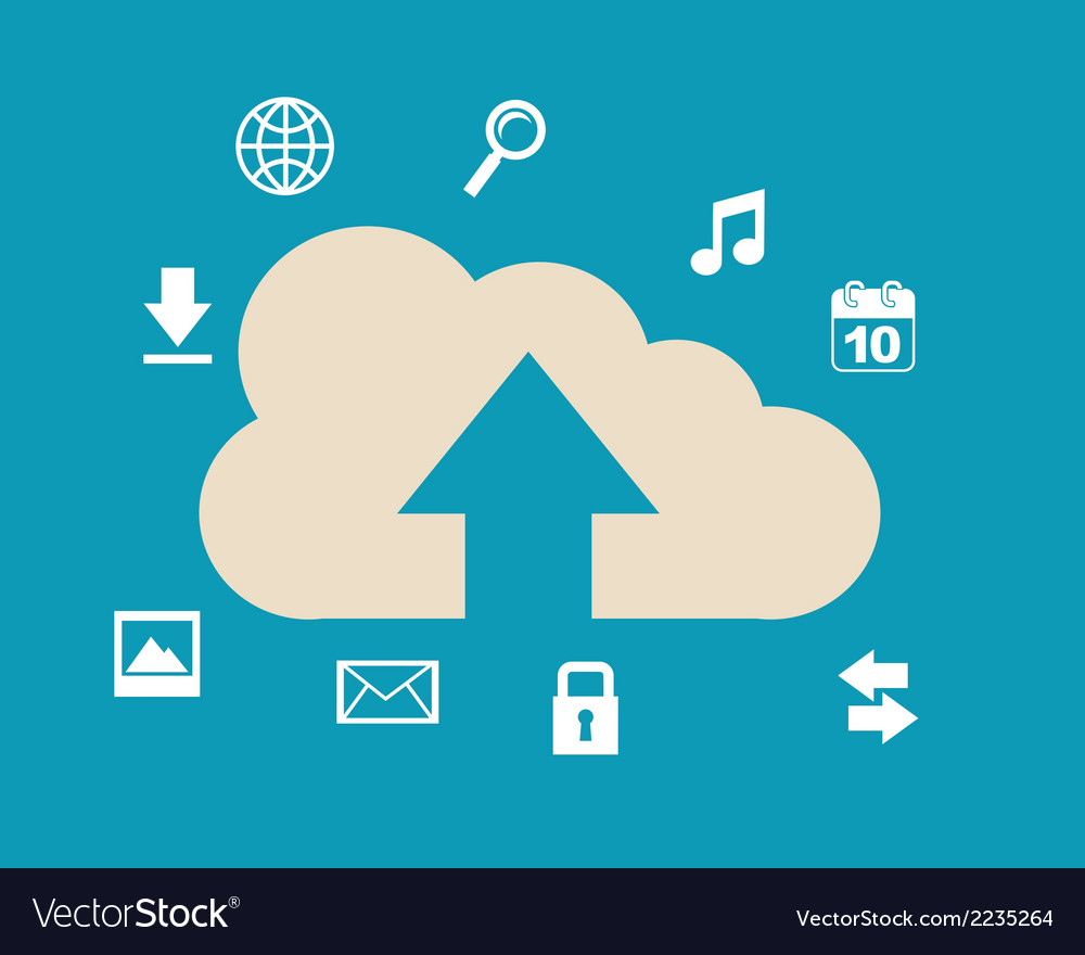 Cloud computing over blue background Royalty Free Vector