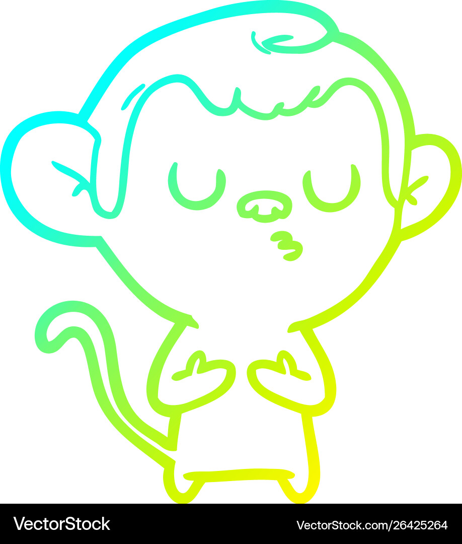 Cold gradient line drawing cartoon monkey Vector Image