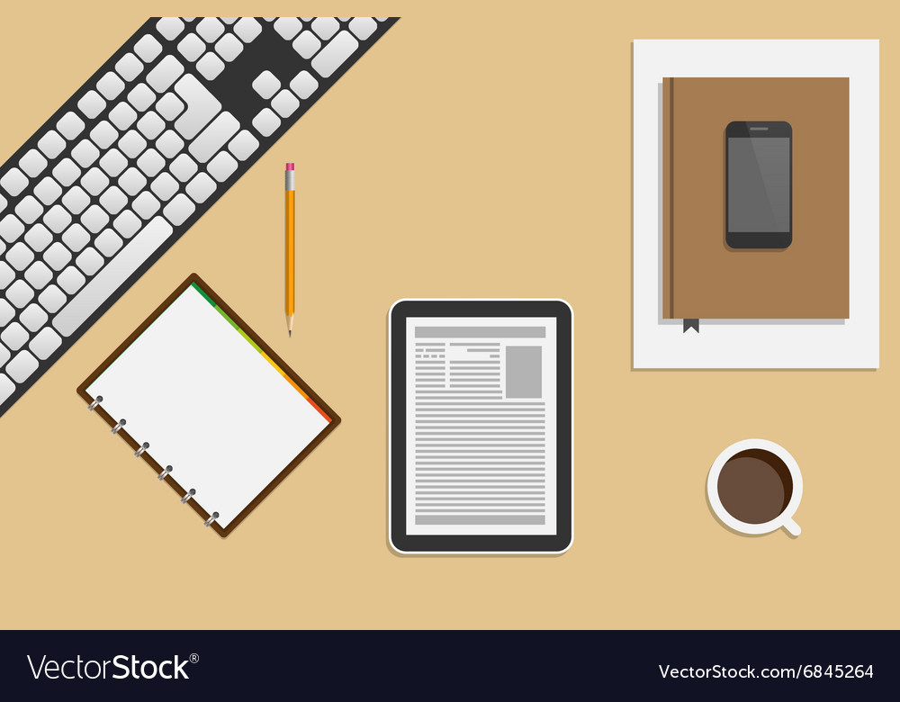 Creative office workplace concept Royalty Free Vector Image