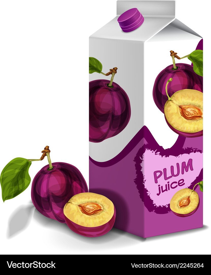 Juice pack plum Royalty Free Vector Image - VectorStock