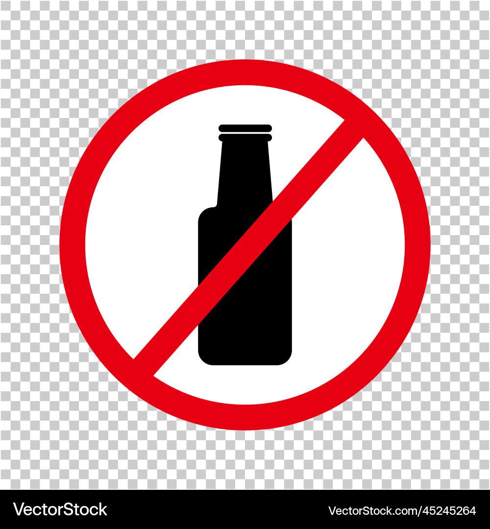 Wine bottle and prohibition sign Royalty Free Vector Image