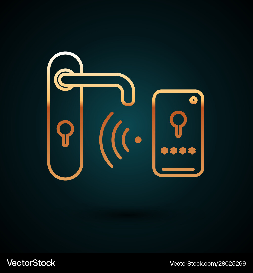 Gold line digital door lock with wireless Vector Image