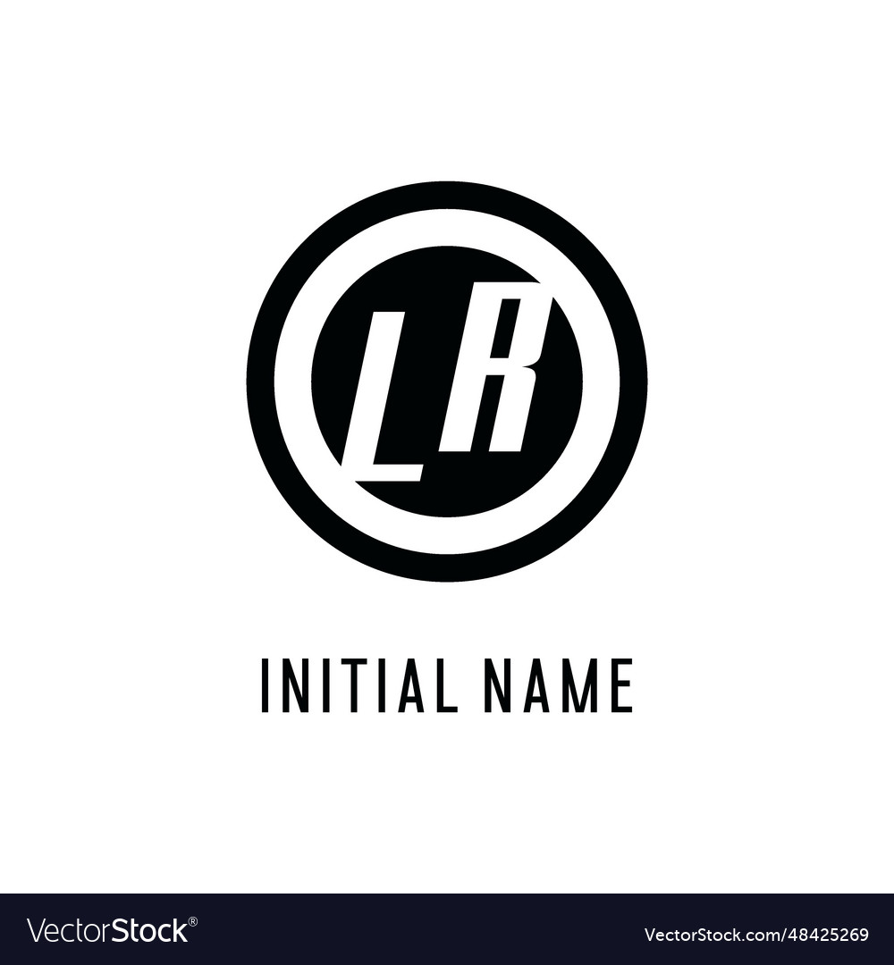 Initial lr logo concentric circle line clean Vector Image