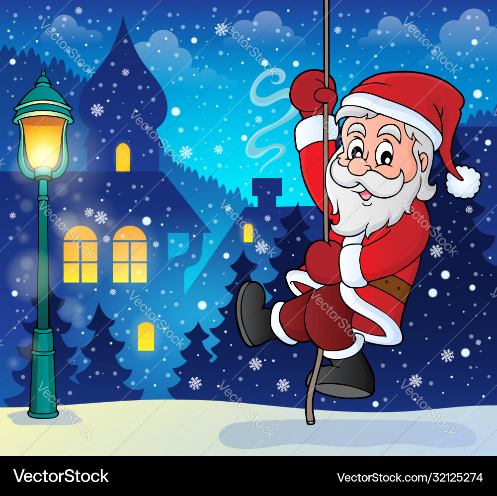 Climbing santa claus theme image 8 Royalty Free Vector Image