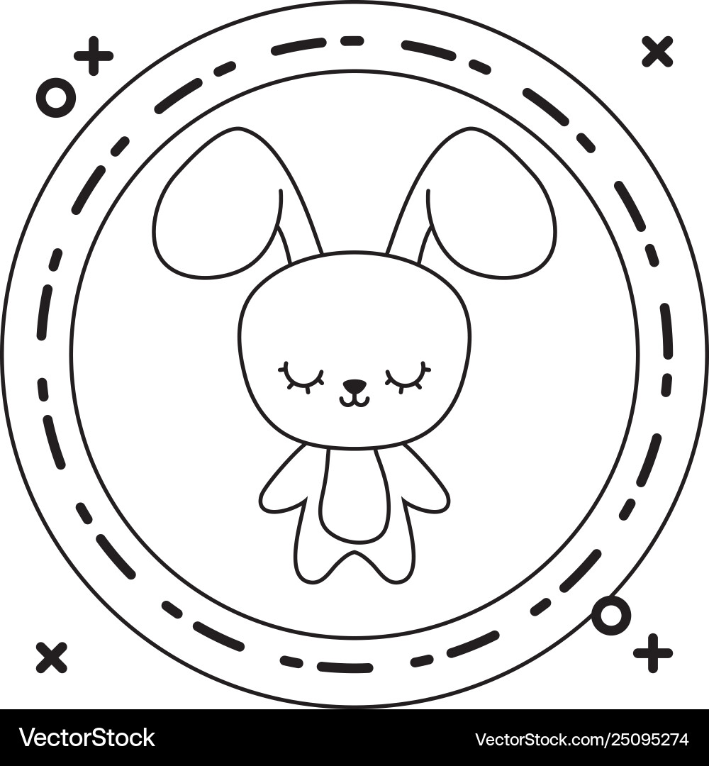 Cute rabbit animal with frame circular Royalty Free Vector