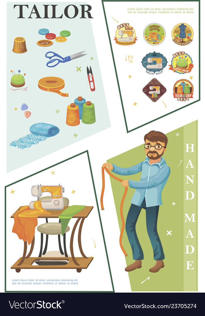 Flat tailoring composition Royalty Free Vector Image