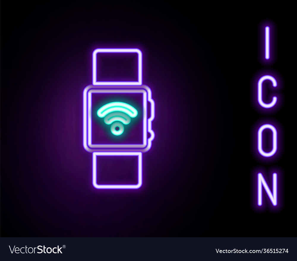 Glowing neon line smartwatch with wireless symbol Vector Image