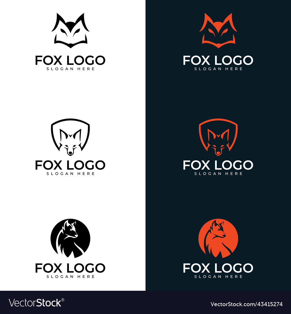 Set of fox line logo design template fox Vector Image